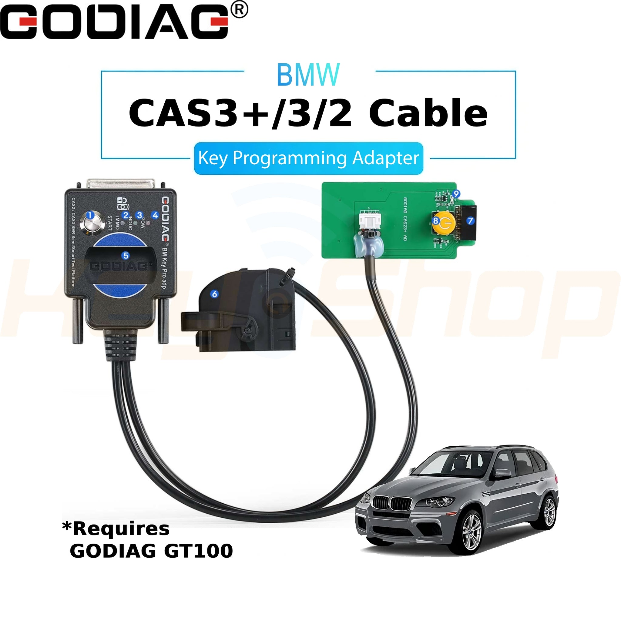 GODIAG BMW CAS3+ / CAS3 / CAS2 IMMO Test Platform Cables for GT100+ Br