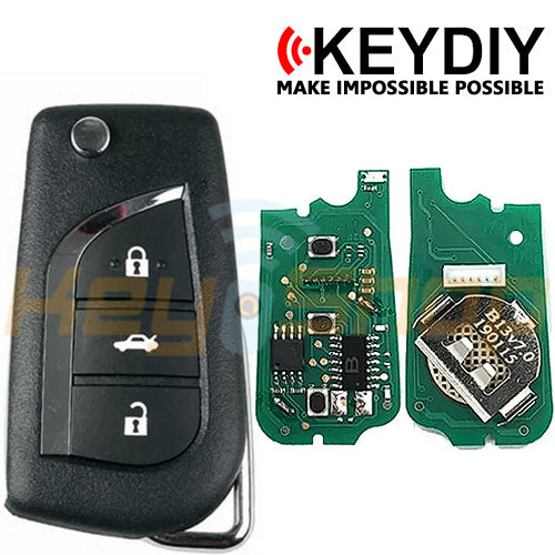 KeyDIY Toyota-Style Wired Universal Flip Remote Key | 3-Buttons | KD